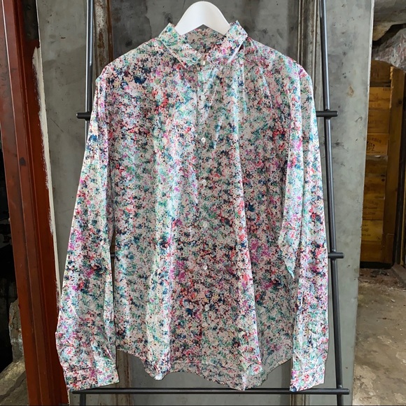 Sandro | Shirts | Sandro Rose Floral Flowers Multicolor Button Down ...